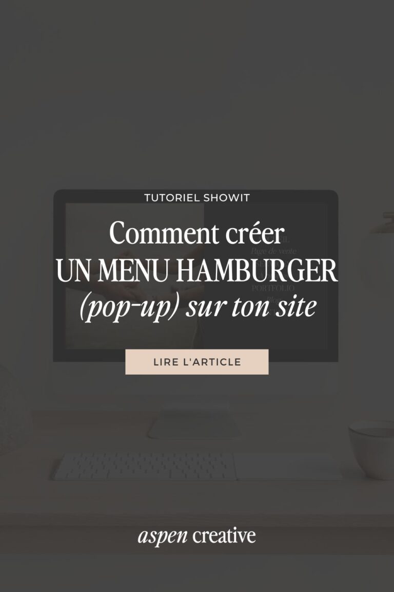 Crée un menu hamburger (pop-up) sur ton site Internet Showit