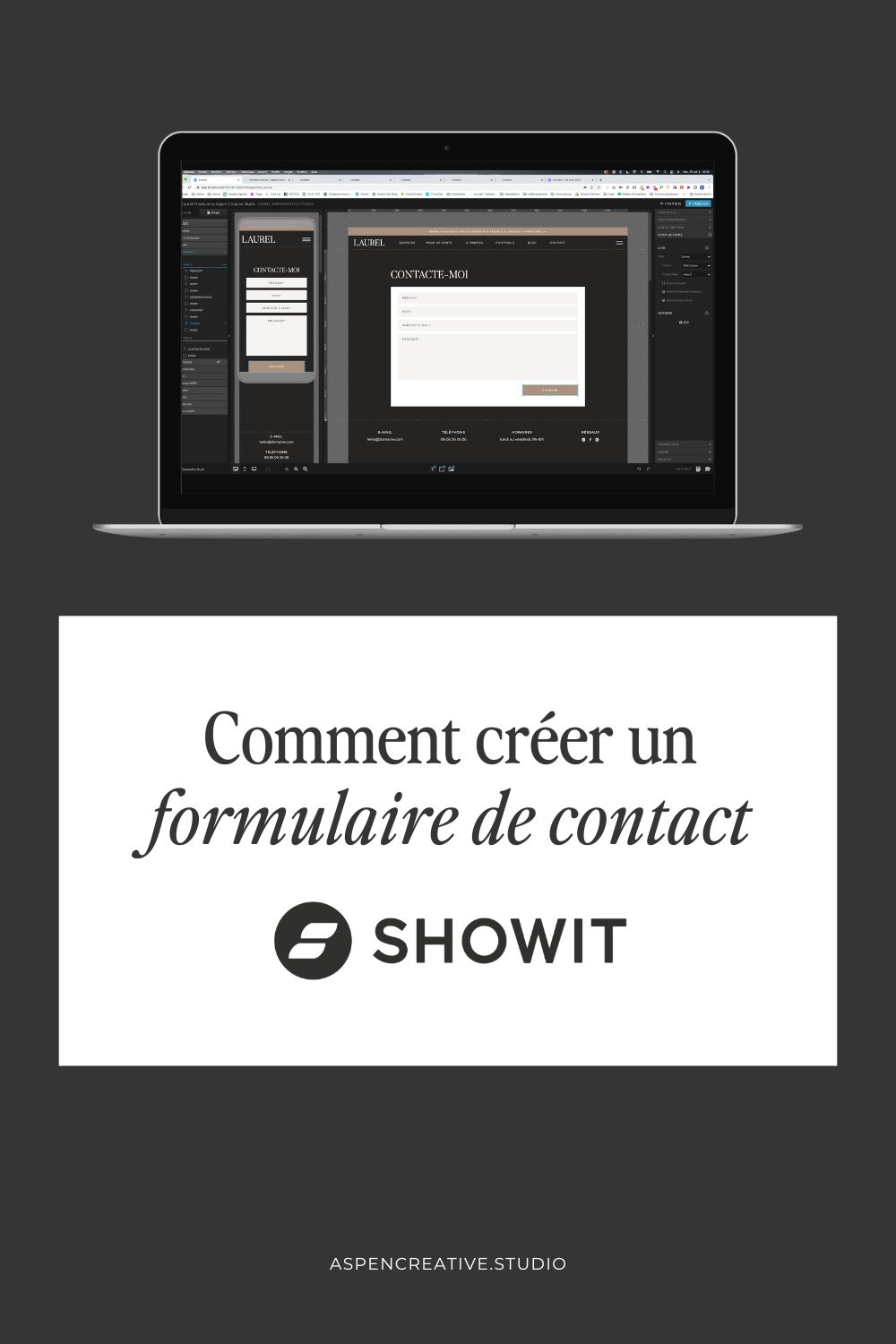 Comment créer un formulaire de contact sur Showit - Aspen Creative Studio