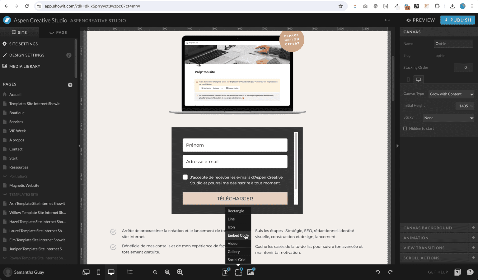Comment intégrer un formulaire de capture sur ton site Showit